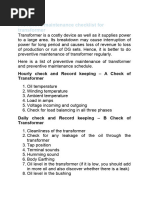 Daily Transformer Maintenance Checklist | PDF | Transformer ...