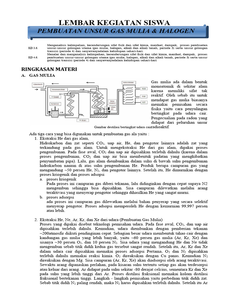 Pembuatan Gas Mulia & Halogen | PDF
