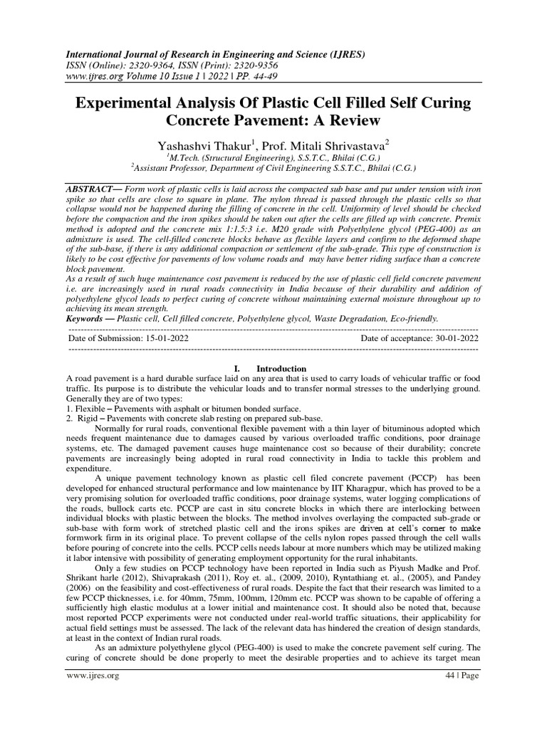 Review of Plastic Cell Filled Concrete | PDF | Concrete | Road Surface