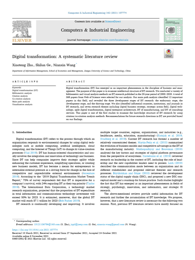 Systematic Review of Digital Transformation | PDF | Business Model ...