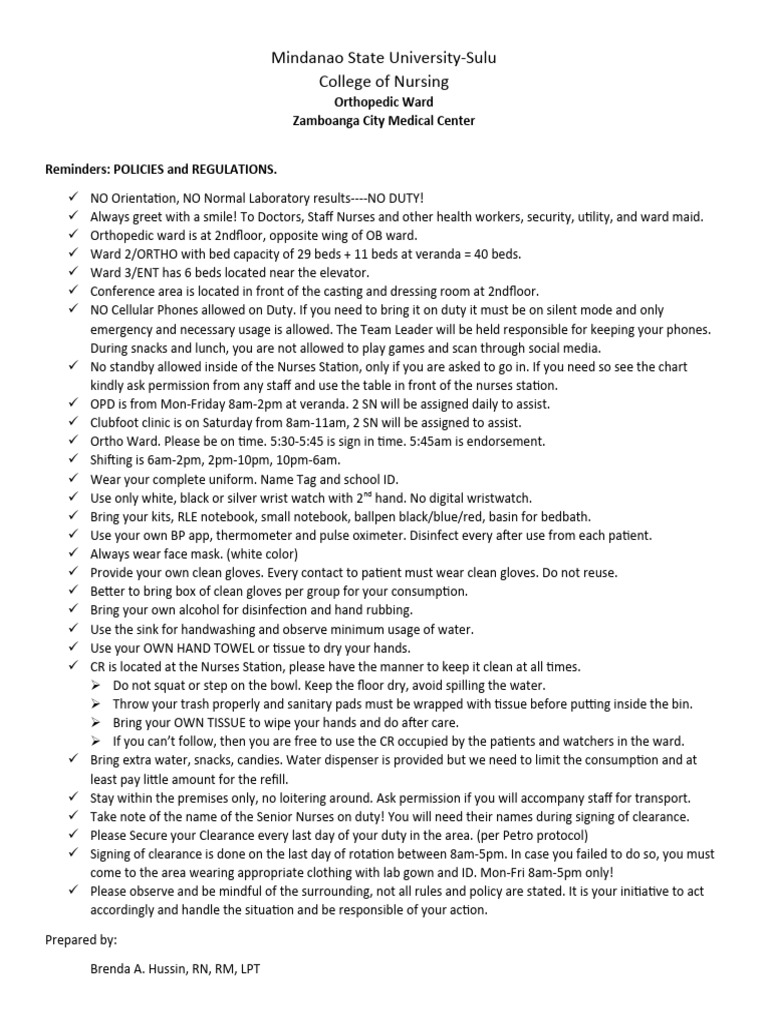 Ortho Notes 1 Pdf Nursing Hand Washing