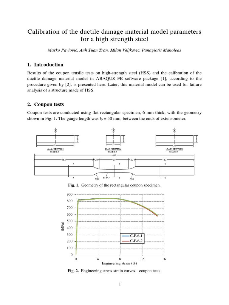 Calibration of The Ductile Damage Material Model Parameters For A High ...