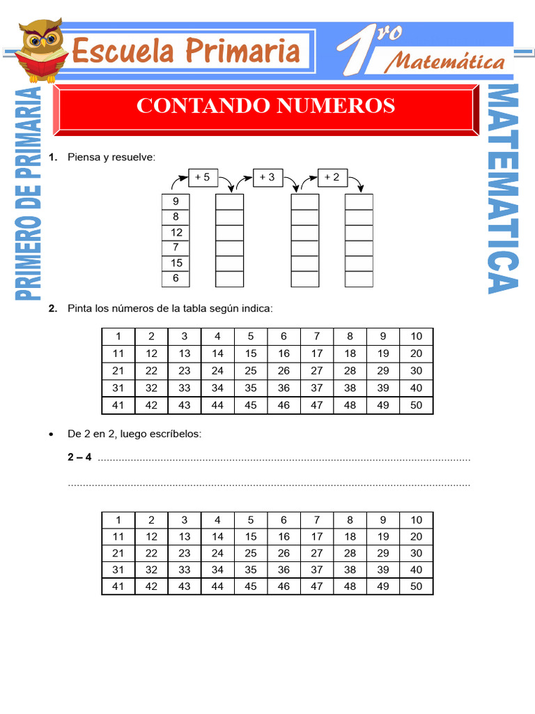 Contando Numeros para Primero de Primaria | PDF