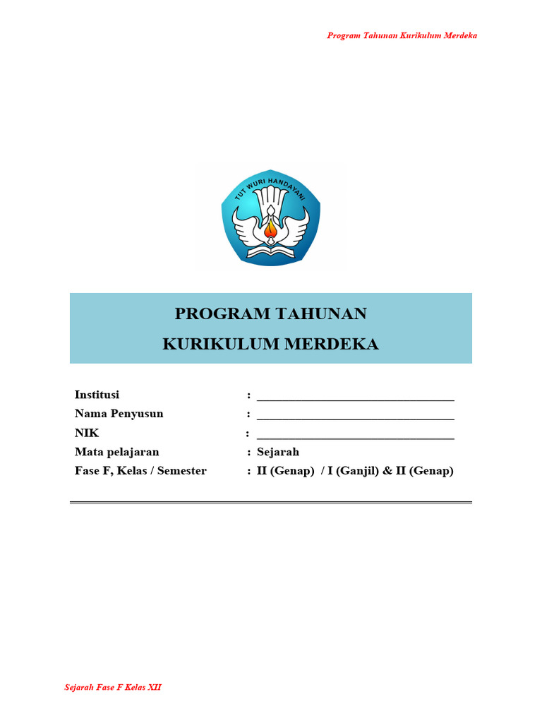 Program Tahunan Sejarah Fase F Kelas XII | PDF
