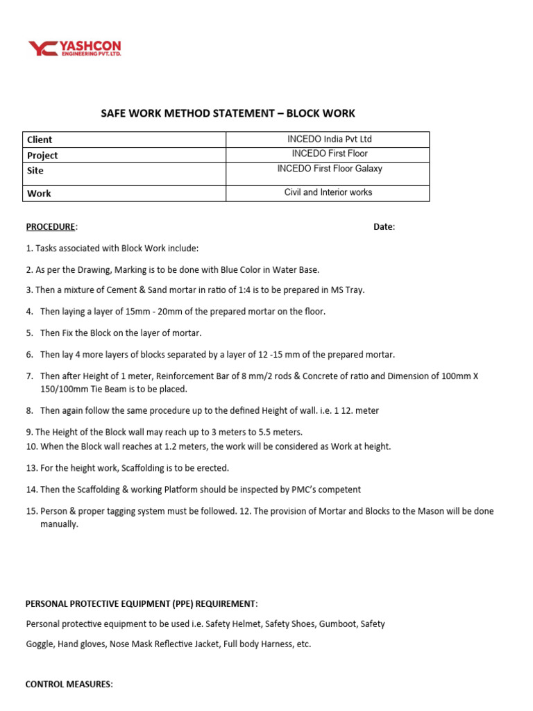 Safe Work Method Statement of c & i | Download Free PDF | Duct (Flow ...