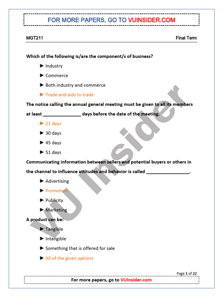 MGT211 Final Term Past Papers Mega File | PDF | Marketing | Product ... MGT211 Final Term Past Papers Mega File | PDF | Marketing | Product ...