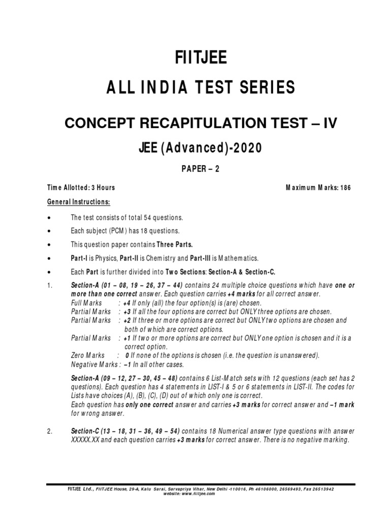 AITS 1920 CRT IV JEEA Paper 2 | PDF
