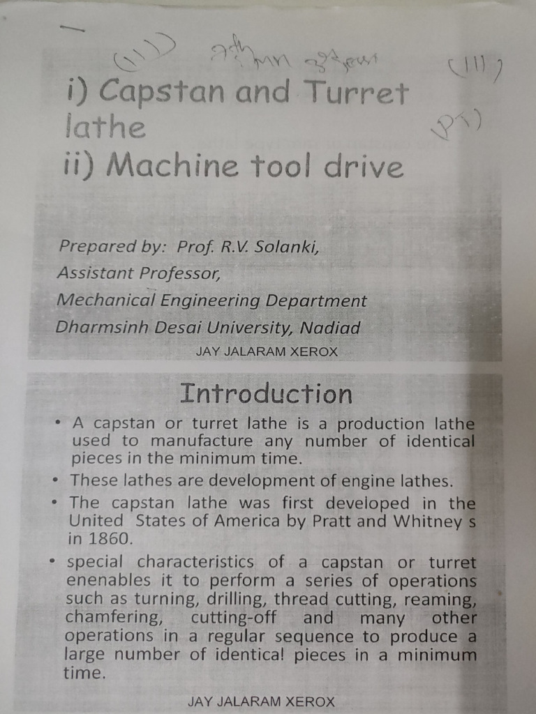 Capstan and Turret and Machine Drive | PDF