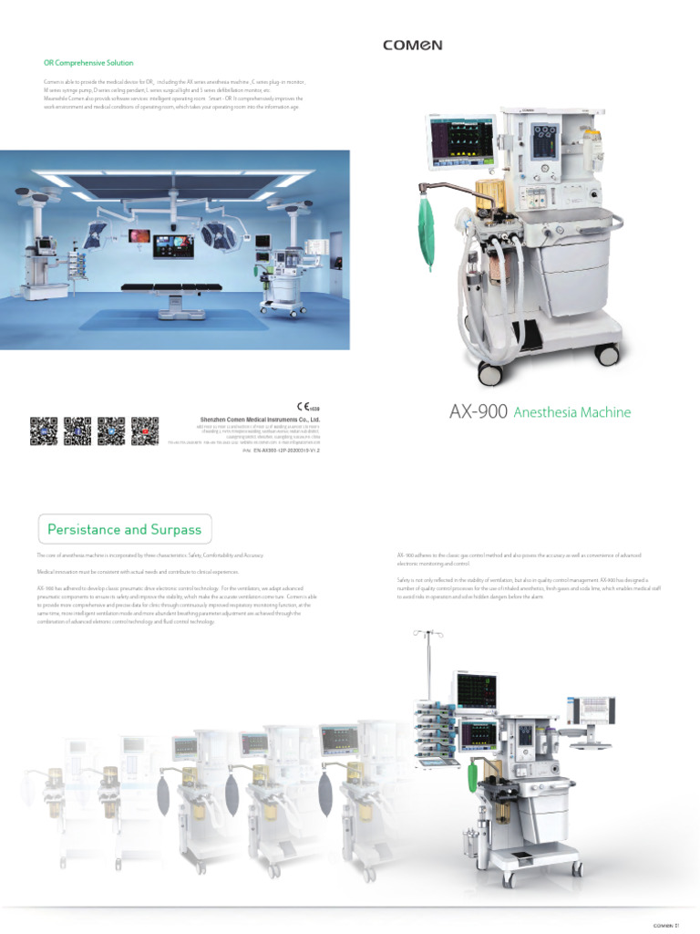 AX900 COMEN Anesthesia Machine V1.1 | PDF | Anesthesia | Breathing