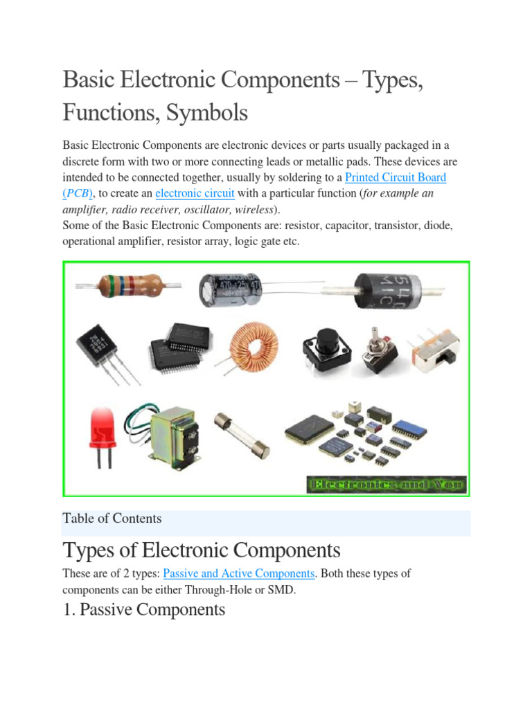 Basic Electronic Components | PDF | Electronic Component | Inductor