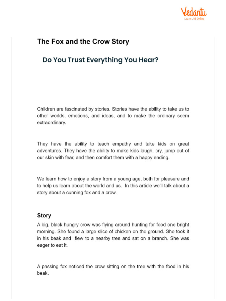The Fox and The Crow Story | PDF