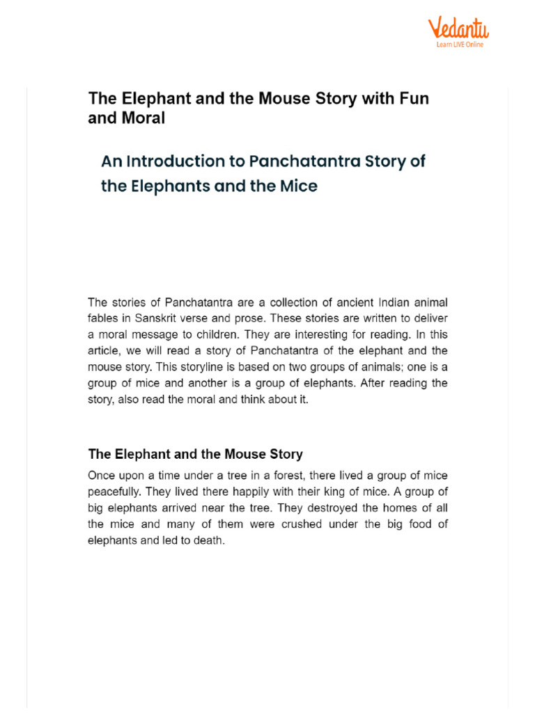 The Elephant and The Mouse Story With Fun and Moral | PDF