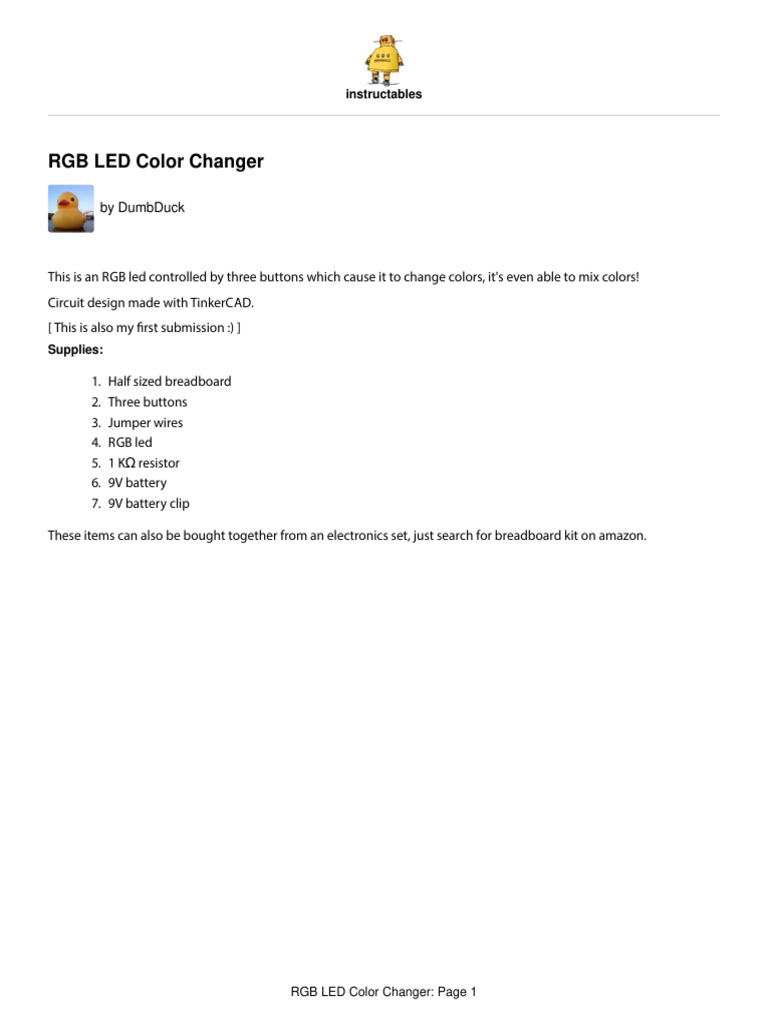 RGB LED Color Changer | PDF | Light Emitting Diode | Rgb Color Model