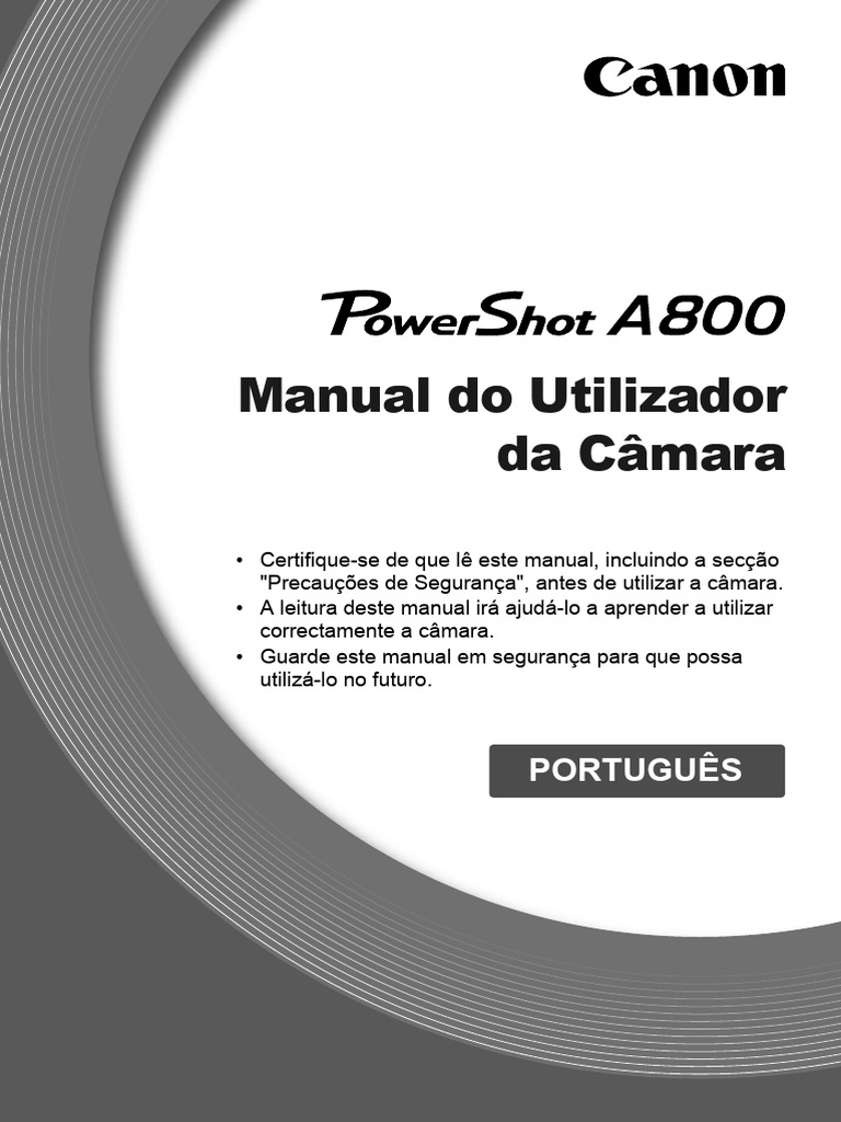 Manual Cannon A800 | PDF | Câmera | Microsoft Windows