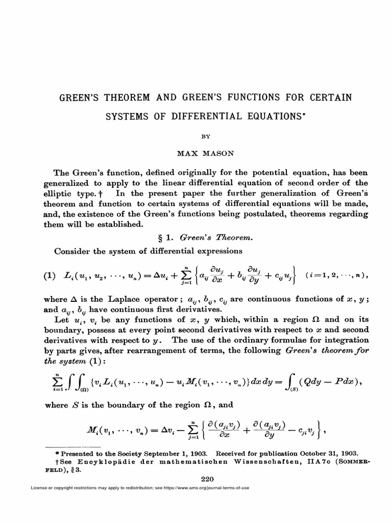 S0002-9947-1904-1500670-5 | Download Free PDF | Green's Function | Equations