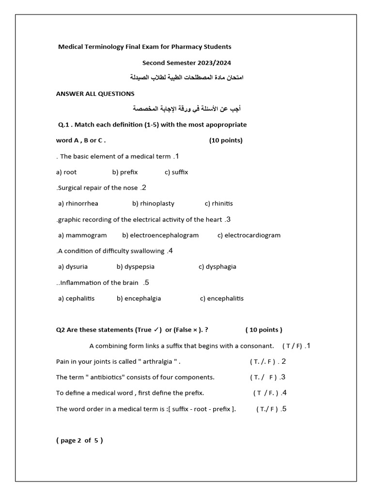Pharmacy Terminology Pdf Medical Specialties Diseases And Disorders