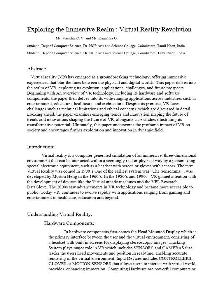 Exploring The Immersive Realm | PDF | Virtual Reality | Design