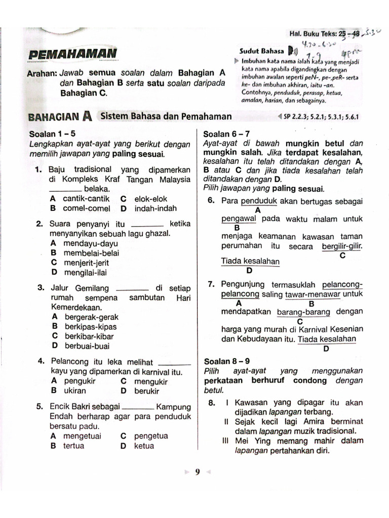 Tingkatan 1 BM Praktis Set 2 | PDF
