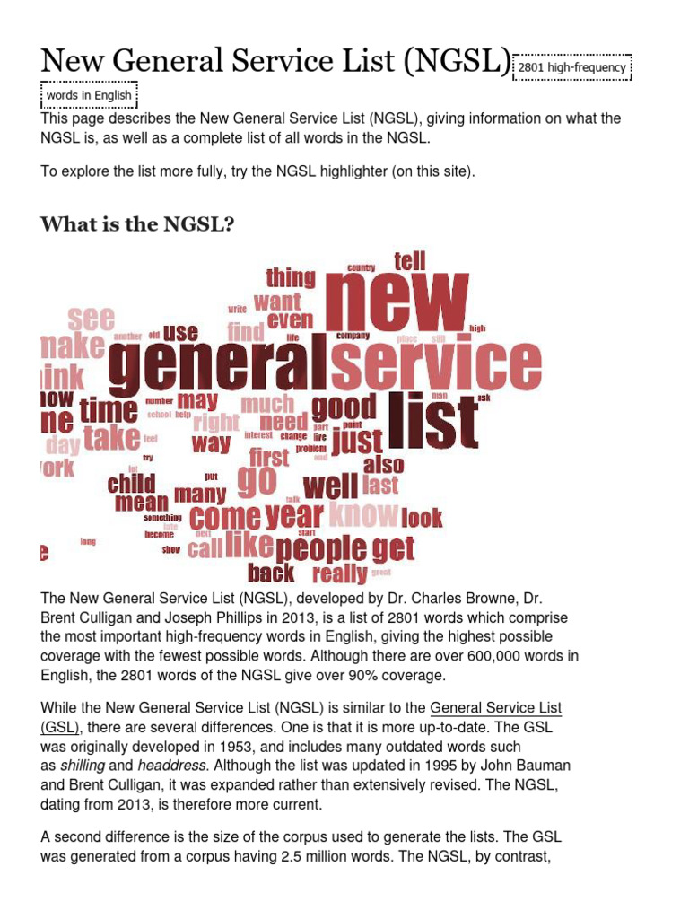 New General Service List | PDF | Linguistics