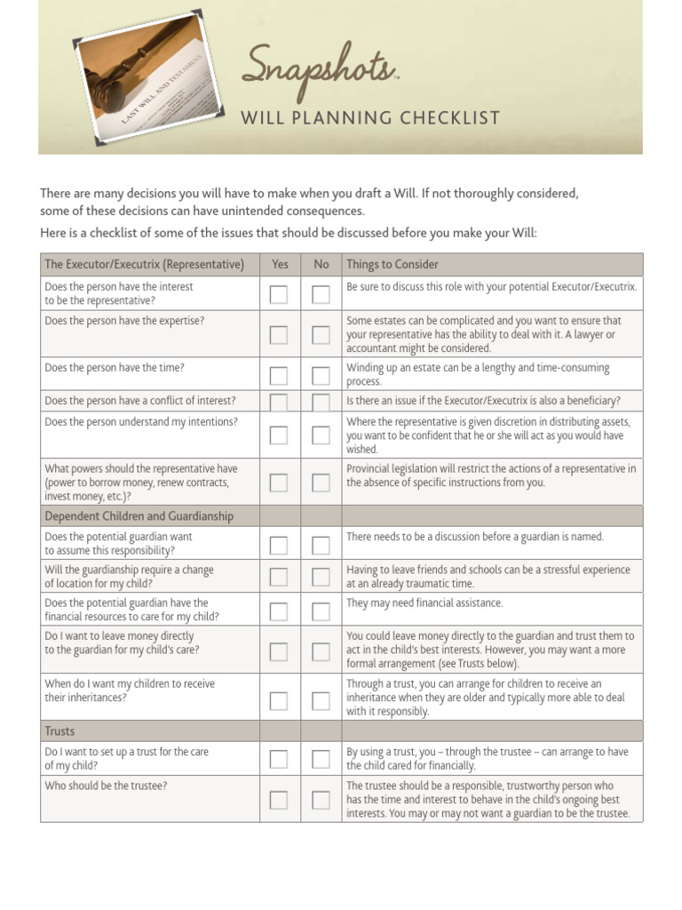 Will Kit Checklist | PDF | Will And Testament | Taxes