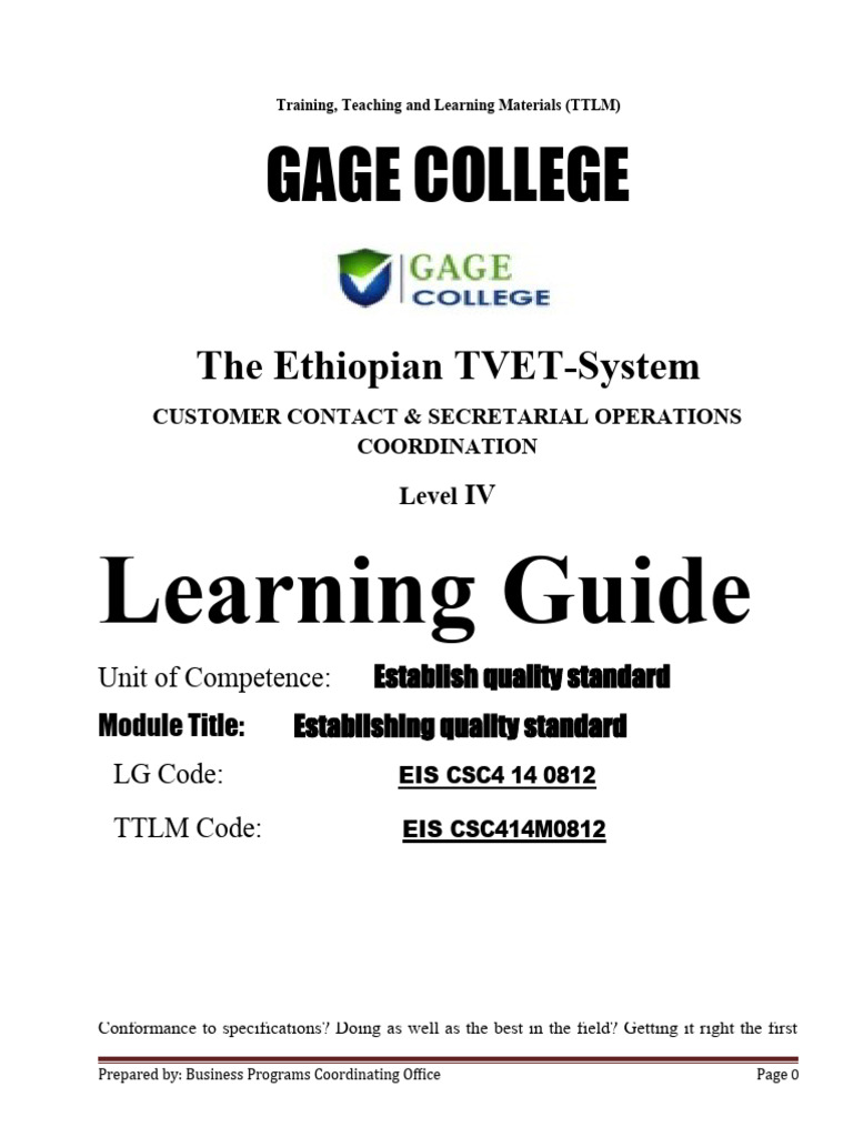 Establishing Quality Standards in TVET | PDF | Quality (Business ...