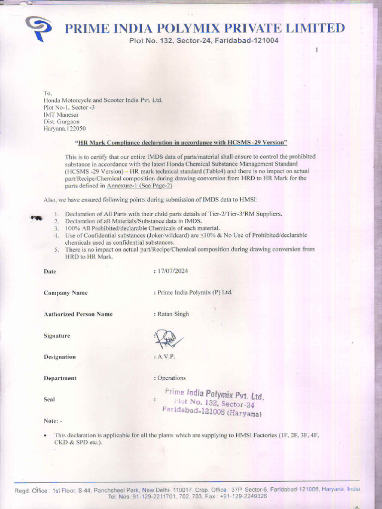 Ver 29 HR MARK DECL. 17.07.2024 | PDF