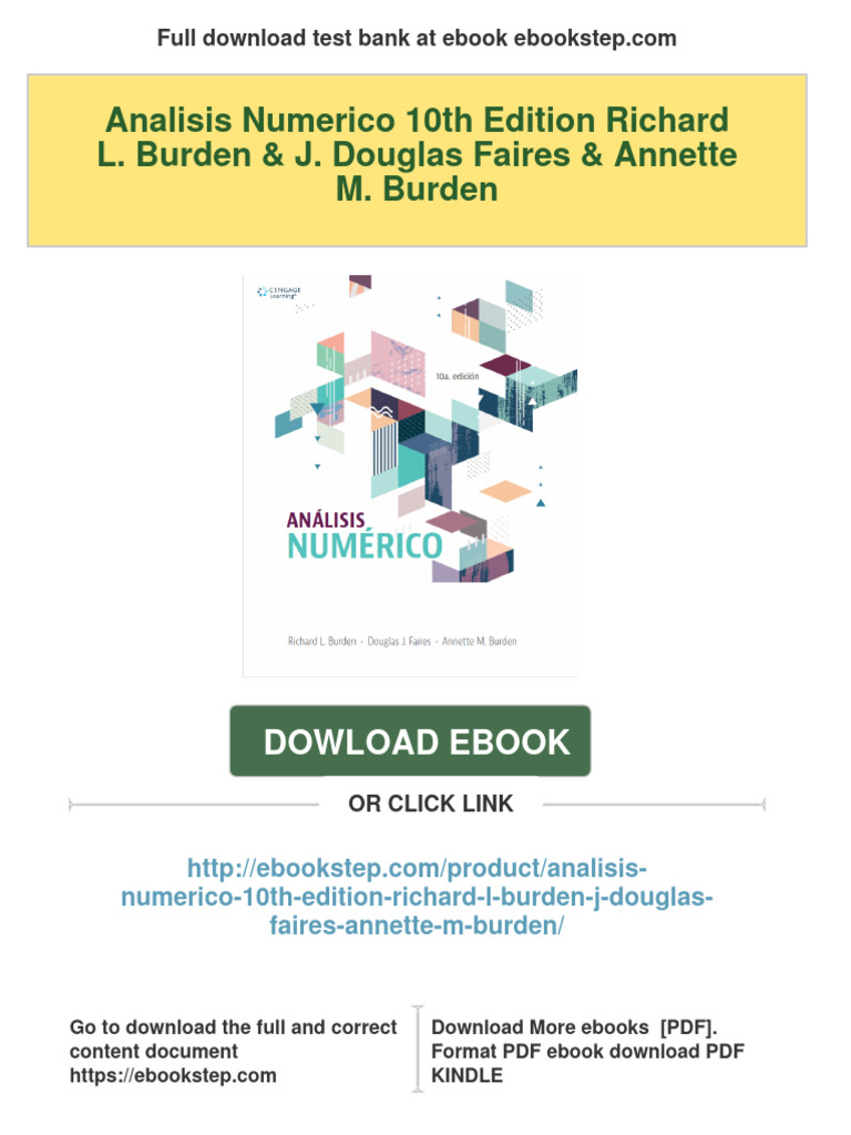 (PDF Download) Analisis Numerico 10th Edition Richard L. Burden & J. Douglas Faires & Annette M ...