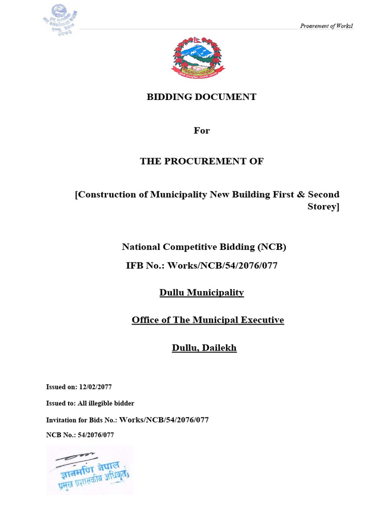 Bid Document | PDF | Budget | Procurement