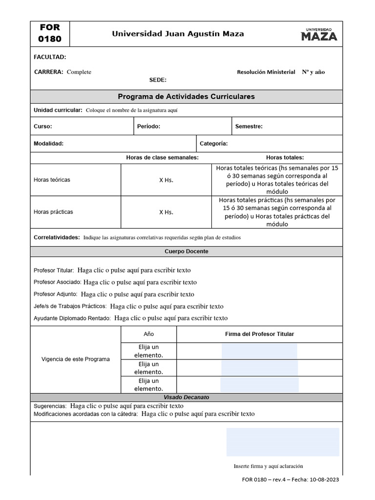 Programa_de_actividades_curriculares-rev.4 | PDF | Plan de estudios