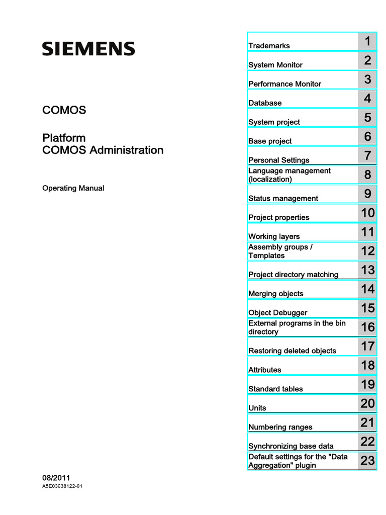 COMOS Administration enUS en-US | PDF | Databases | Object (Computer Science)