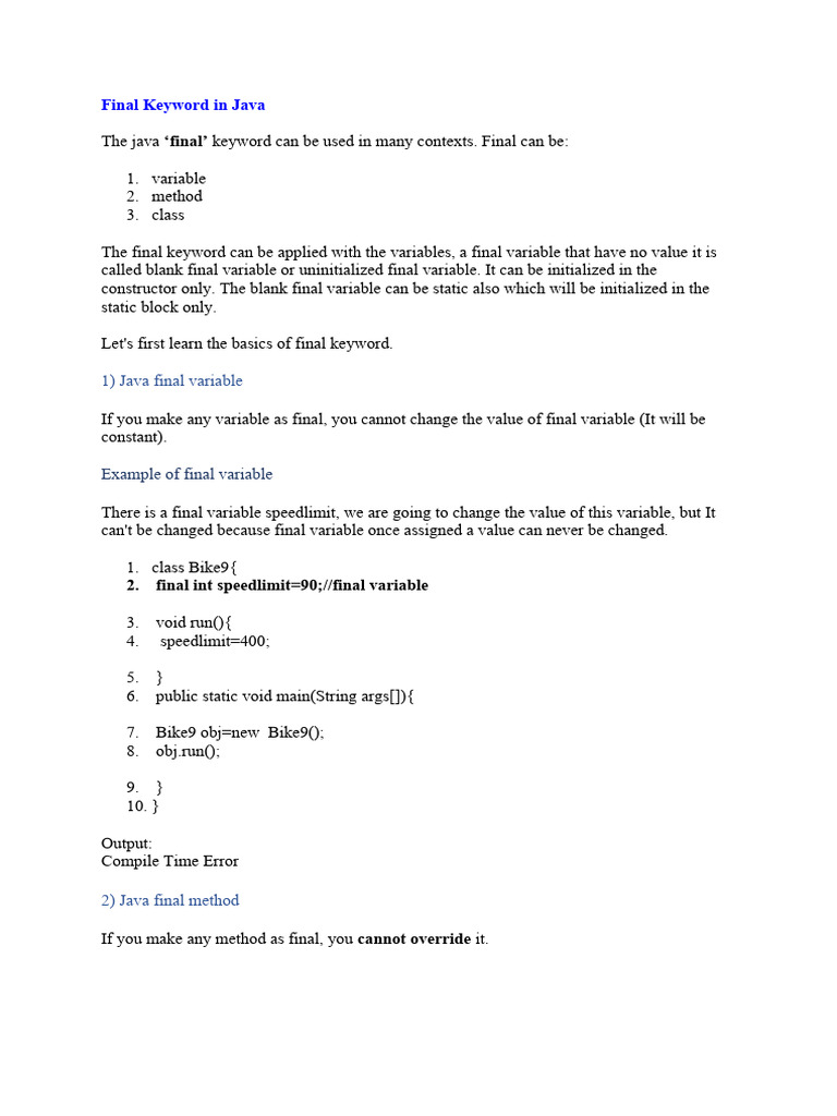 13 Java Polymorphism- final keyword | Download Free PDF | Method (Computer Programming ...
