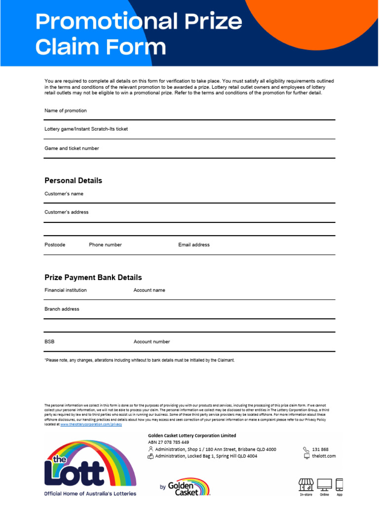 GC The Lott Promo Prize Claim Form October 2023 | PDF | Perjury