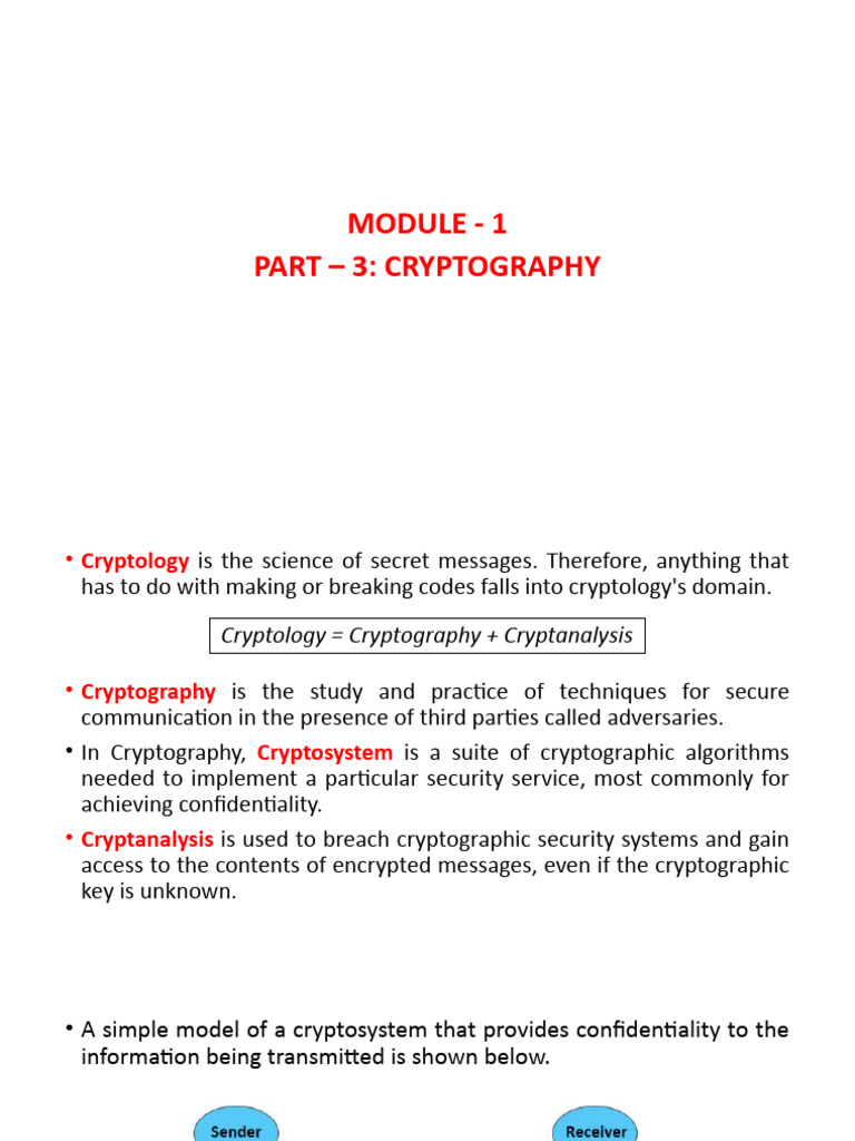 Module-1 Part-3 Cryptography | PDF | Cryptography | Encryption