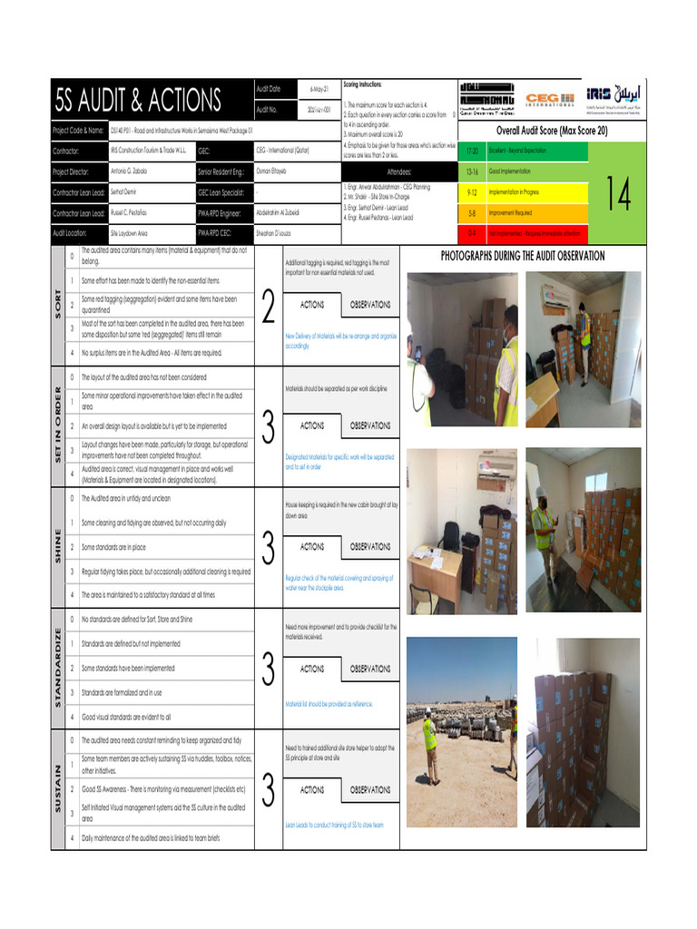 5s Audit Form - Laydown Area 5-5-2021 | PDF