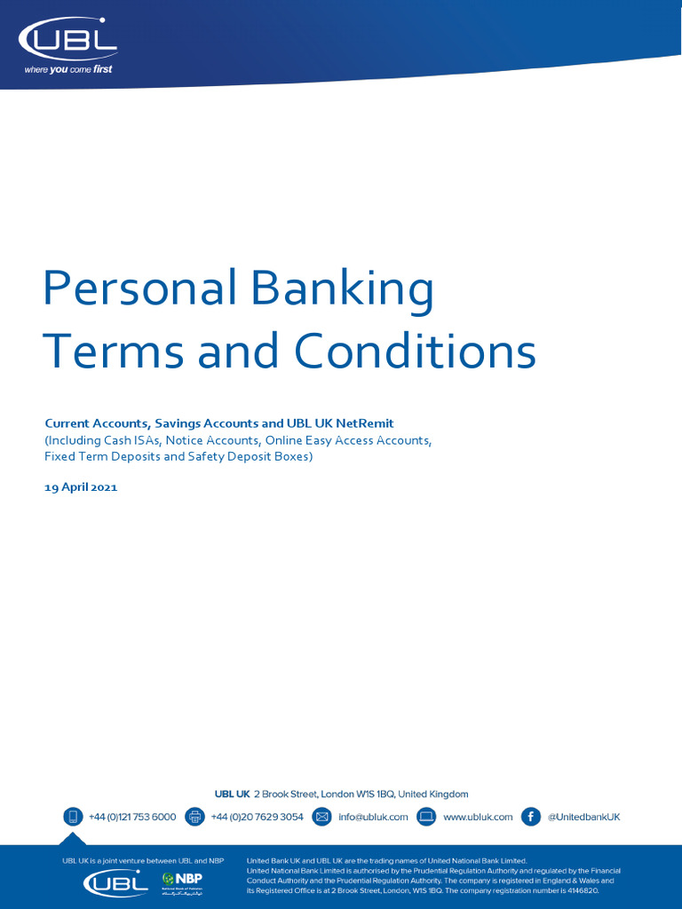 Personal Banking Terms and Conditions May 2021 | PDF | Transaction Account | Overdraft