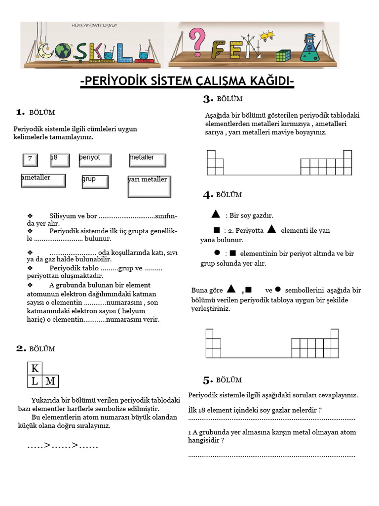 Periyodik Sistem Calisma Kagidi | PDF