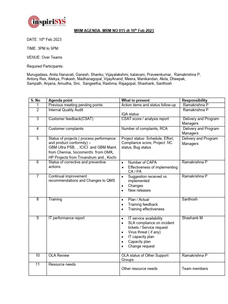 MRM Agenda | PDF | Systems Analysis | Business