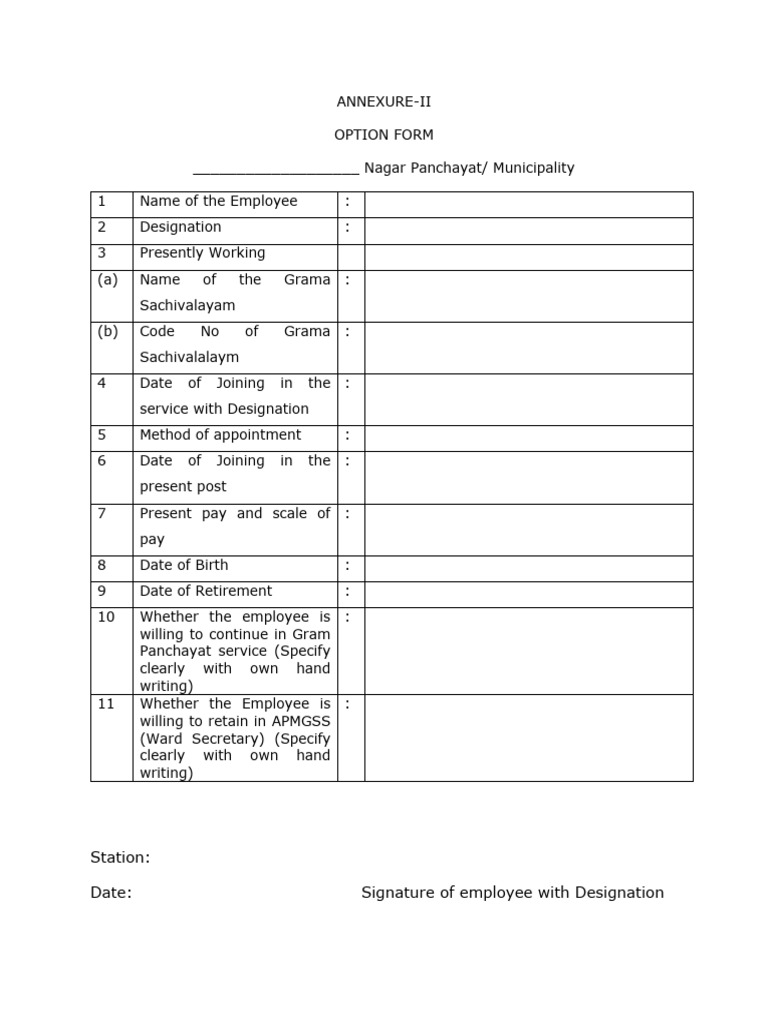 Option Form | PDF