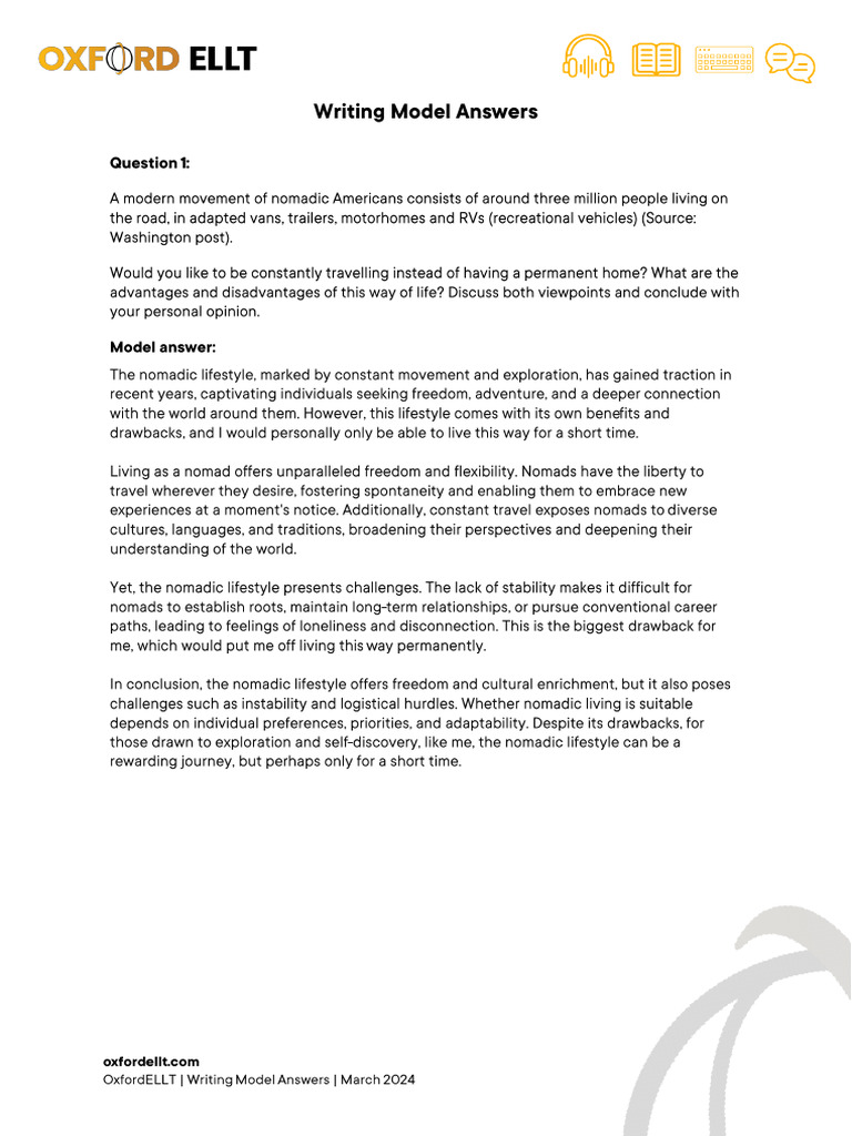 OxfordELLT Writing Model Answers | PDF
