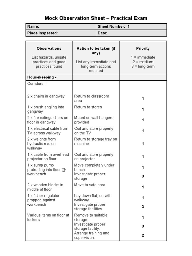 170505 - Mock Observation Sheets | Drill | Manufactured Goods