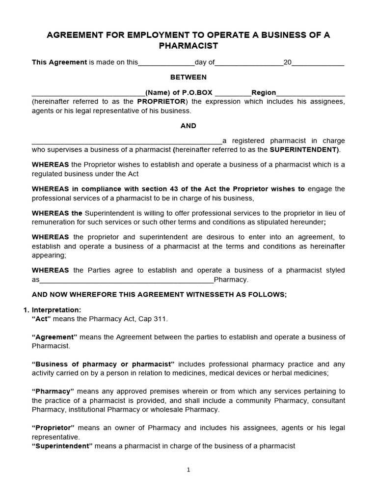 Contract Agreement PC New-1 | PDF | Pharmacist | Pharmacy