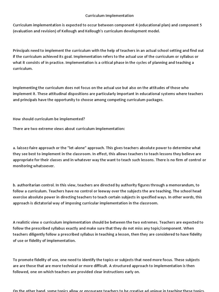 Curriculum Implementation | Download Free PDF | Curriculum | Teachers