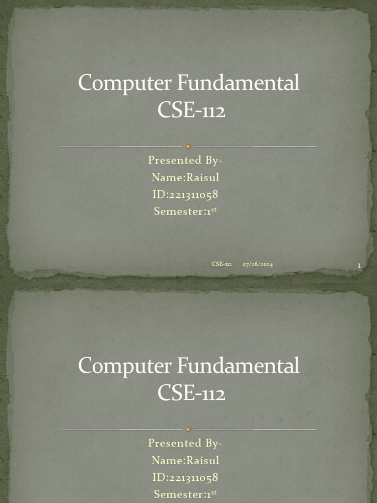 Computer Fundamentals Overview CSE-112 | PDF | Technology & Engineering