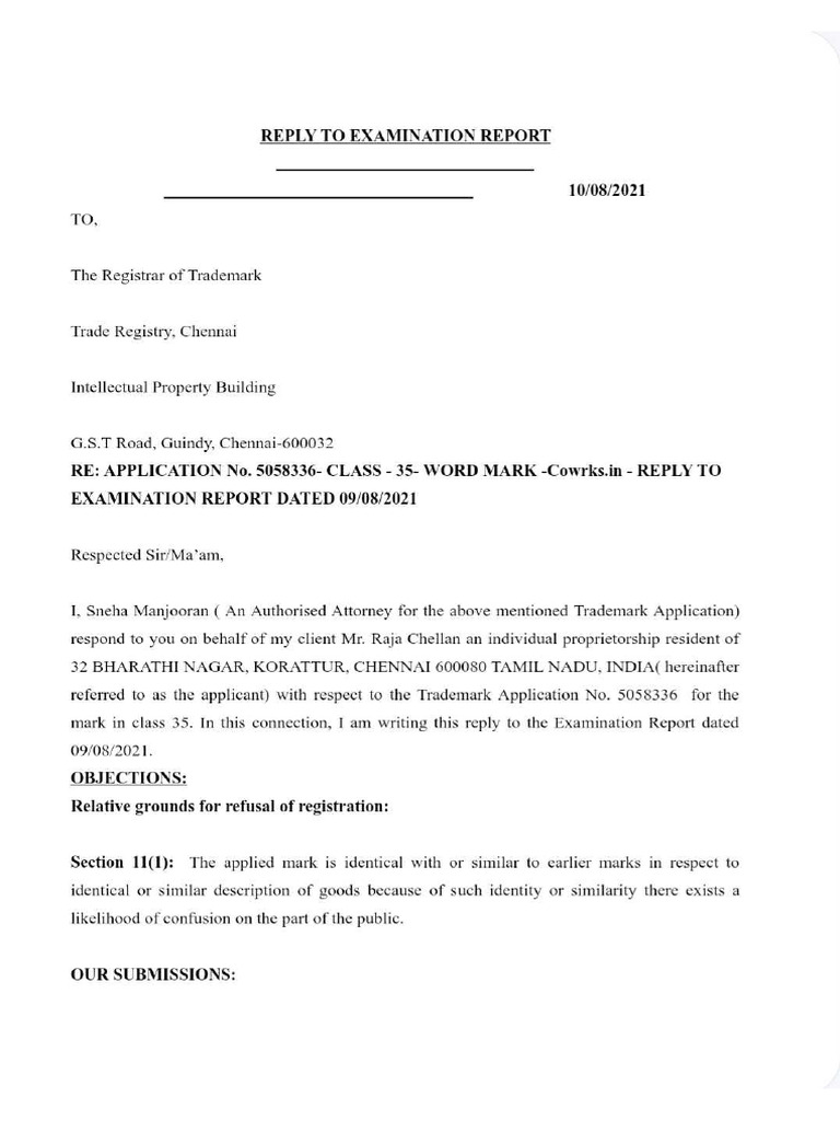Trademark Reply Sample | PDF