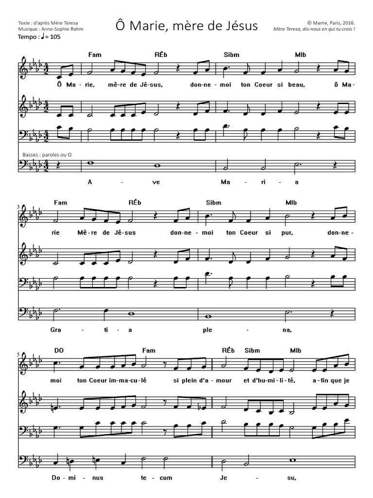 O Marie mère de Jésus | PDF