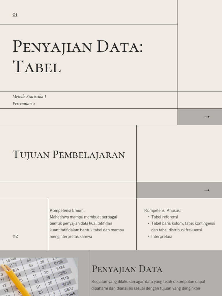 Metstat-1-4 Penyajian Data Dengan Tabel | PDF