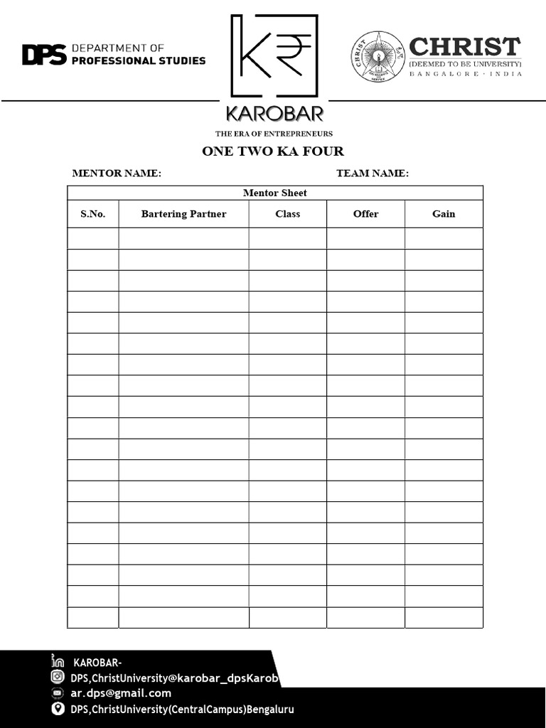 Mentor Sheet 2 | PDF