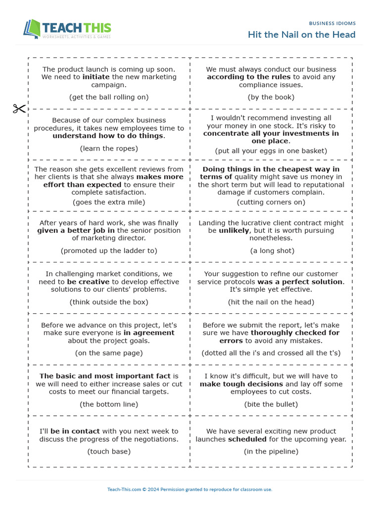 Hit The Nail Worksheet | PDF | Business | Economies