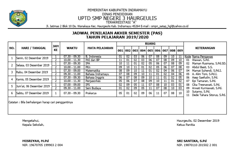 Jadwal PAS 2019 | PDF