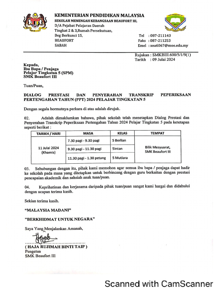 Surat Jemputan Dialog Prestasi | PDF